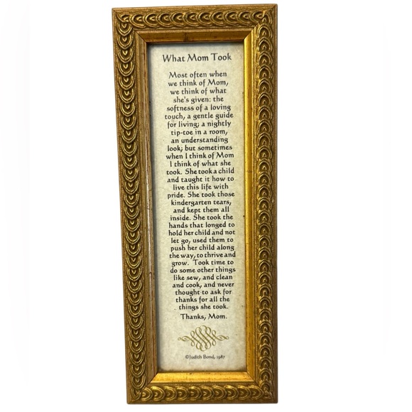 Vintage | Wall Decor | Vintage Framed Mothers Day Poem By Judith Bond ...